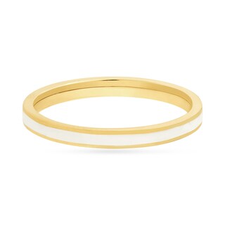 White Enamel Inlay Ring in 14K Gold | Zales