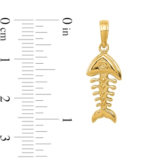 3-D Fishbone Necklace Charm in Solid 14K Gold | Zales