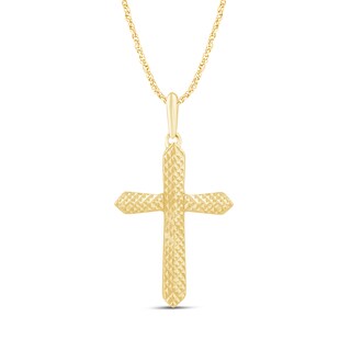 Textured Flared Cross Pendant in Sterling Silver with 14K Gold Plate ...