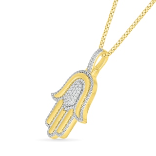 1/5 CT. T.W. Diamond Hamsa Pendant in 10K Gold - 22" | Zales