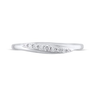 1/10 CT. T.W. Diamond Slant Ring in 10K White Gold - Size 7 | Zales