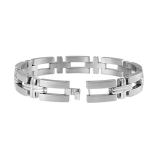 Alternating Cross Link Bracelet in Titanium - 8.5" | Zales
