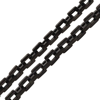 Squared Link Chain Necklace in Stainless Steel with Black Ion Plate ...