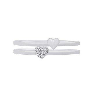 Heart-Shaped Multi-Diamond Accent and Polished Heart Two Piece ...