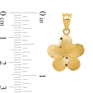 Diamond-Cut Plumeria Bloom Necklace Charm in Solid 14K Gold | Zales