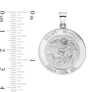 Saint Michael Pray for Us Medal Necklace Charm in Hollow 14K White Gold ...