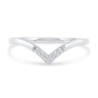 1/20 CT. T.W. Diamond Chevron Stackable Ring in 10K White Gold | Zales