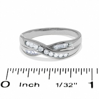 Previously Owned - 1/4 CT. T.W. Diamond Crossover Band in 14K White ...