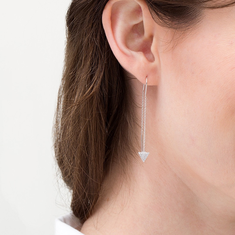 Previously Owned - 1/5 CT. T.W. Diamond Triangle Threader Earrings in ...