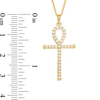 Previously Owned - 1/3 CT. T.W. Diamond Ankh Cross Pendant in 10K Gold ...