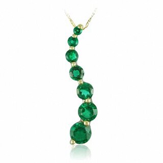 Previously Owned - Journey Lab-Created Emerald Pendant in 10K Gold | Zales