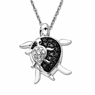 Previously Owned - Black and White Diamond Mother Turtle and Baby ...