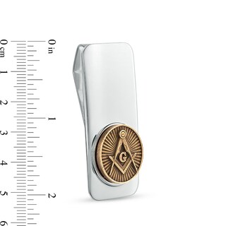 Previously Owned - Men's Oxidized Masonic Money Clip in Sterling Silver ...