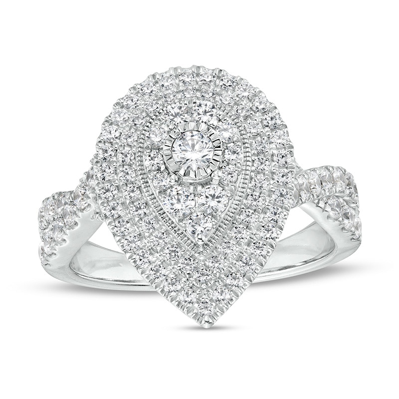 Previously Owned - 1 CT. T.W. Diamond Pear-Shaped Double Frame ...