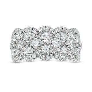 Previously Owned - 1 CT. T.W. Diamond Five Row Lattice Ring in 10K ...