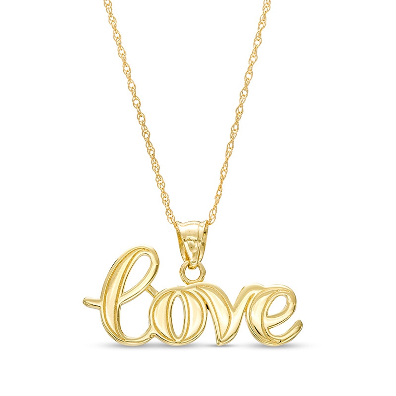 Previously Owned - Cursive "love" Script Pendant in 14K Gold | Zales