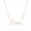 Love Talks 1/10 CT. T.W. Diamond "love" Cursive Script Necklace in 10K ...